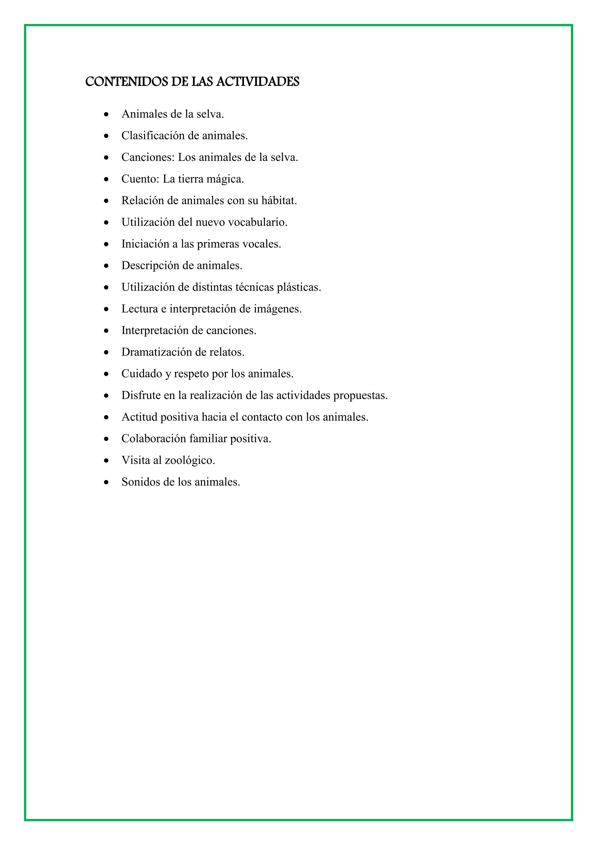 Unidad didáctica los animales de la selva | PDF