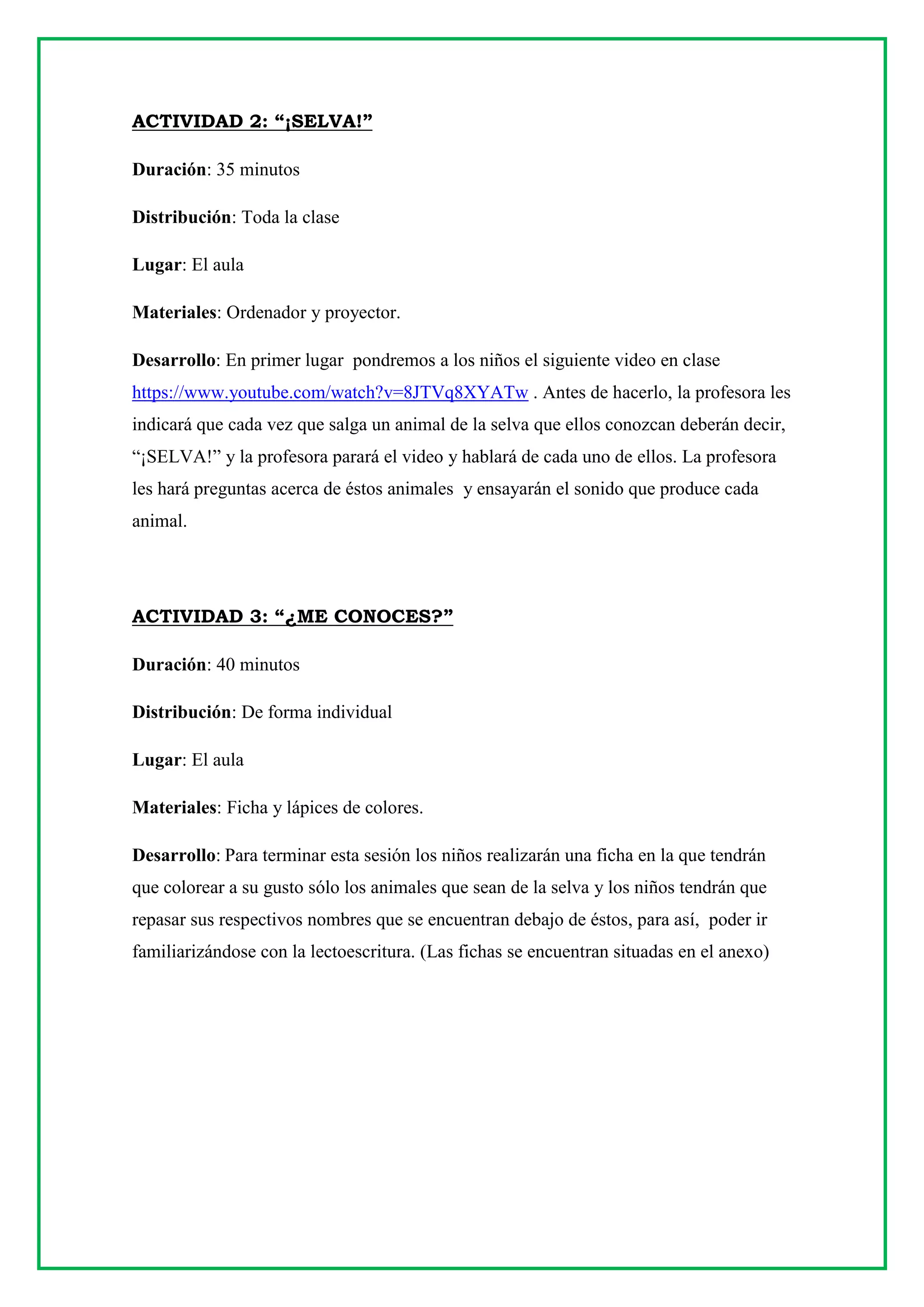 Unidad didáctica los animales de la selva | PDF