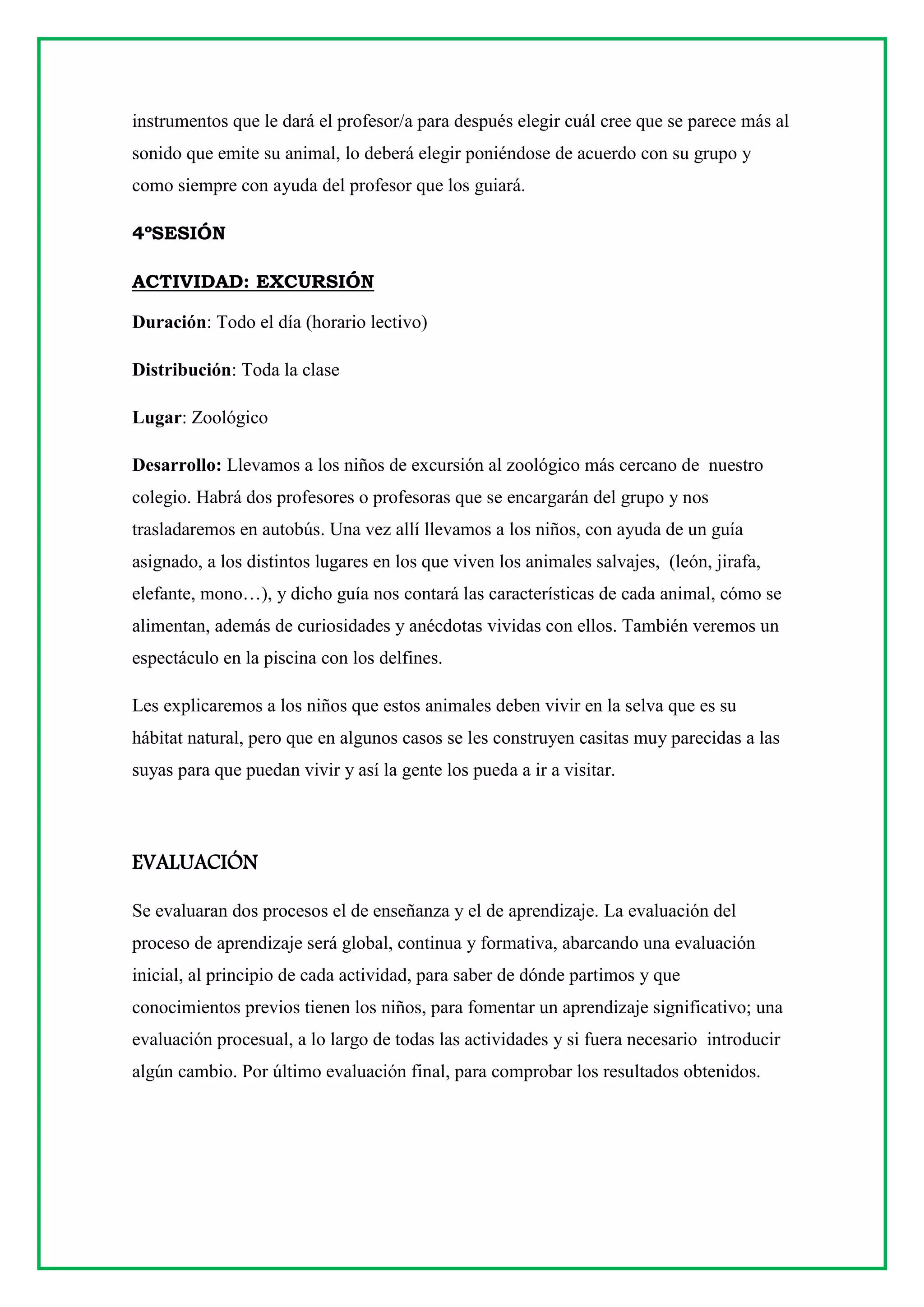 Unidad didáctica los animales de la selva | PDF