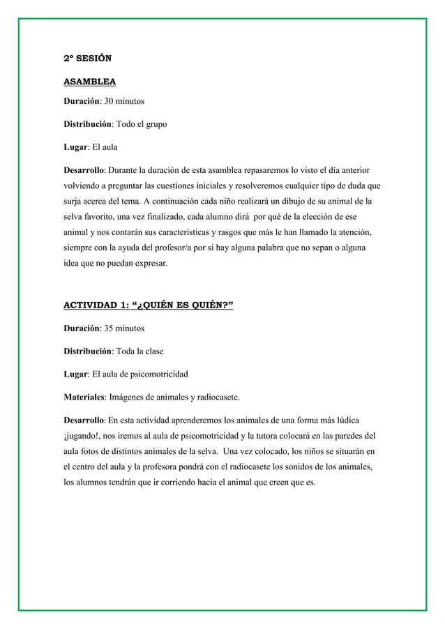 Unidad didáctica los animales de la selva | PDF