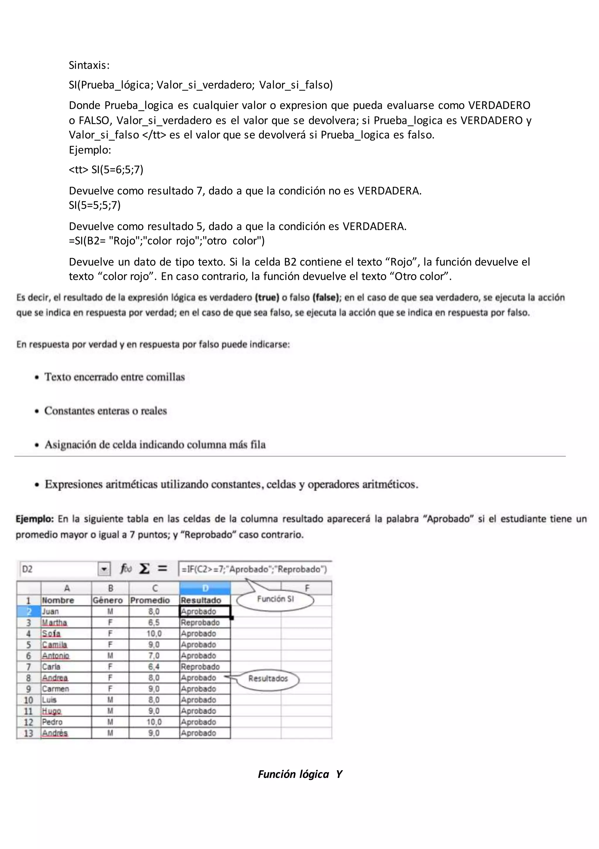 Funciones lógicas de Calc | DOCX