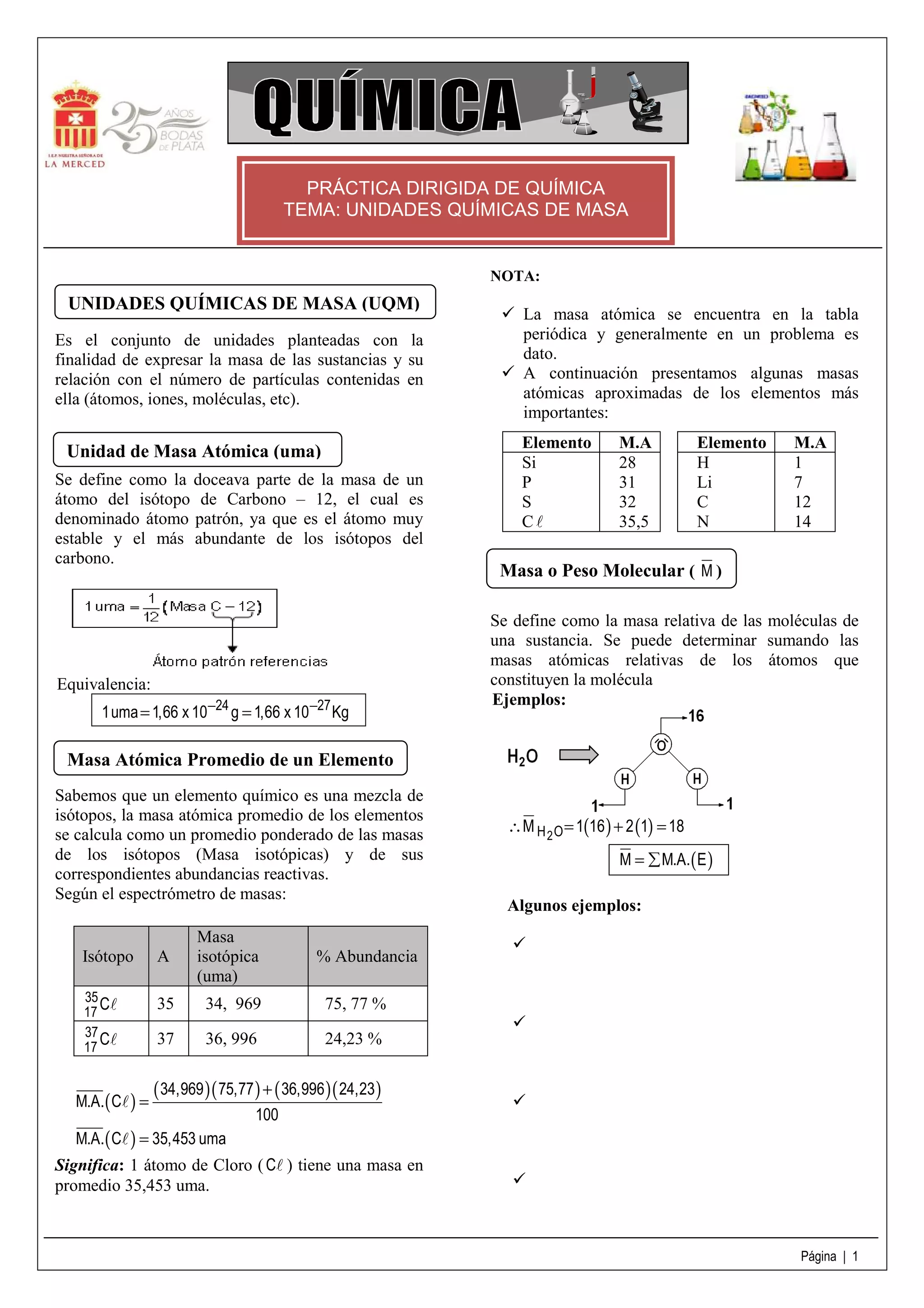 UNIDADES QUÍMICAS DE MASA | PDF