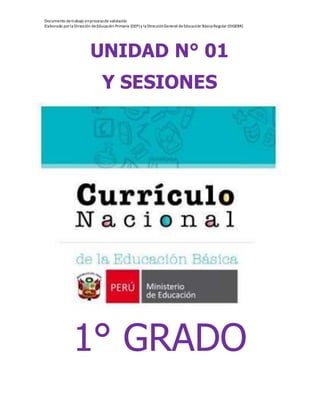 Unidad de Aprendizaje y sesiones 1° grado primaria. | DOCX