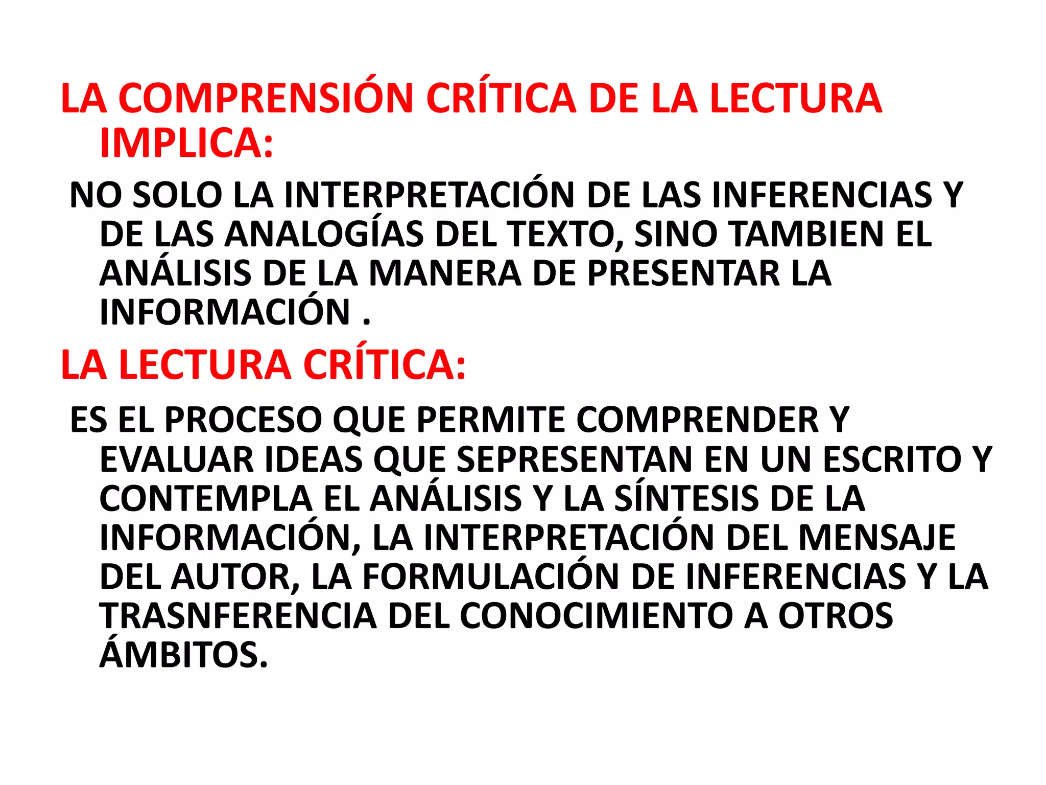 Unidad iii. comprension critica de la lectura | PPT