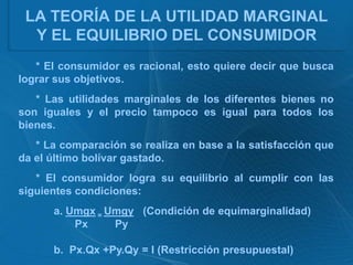 Unidad iii equlibrio del consumidor teoria de la utilidad marginal | PPTX