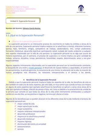 Unidad iii superación personal | DOC