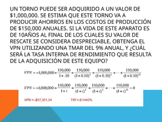 Tasa Mínima Aceptable de Rendimiento (TMAR) | PPTX