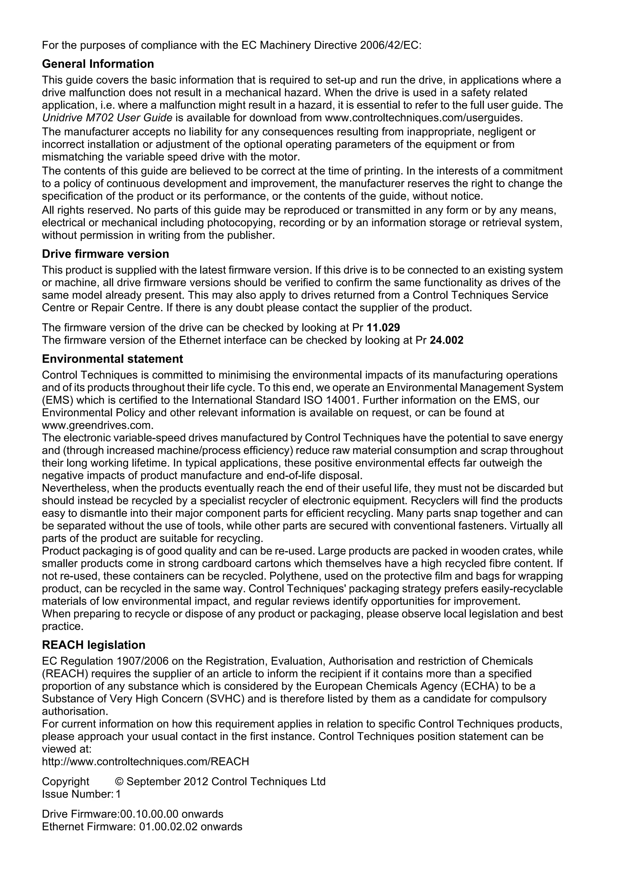 Unidrive m702 getting_startedguide_issue1_english | PDF