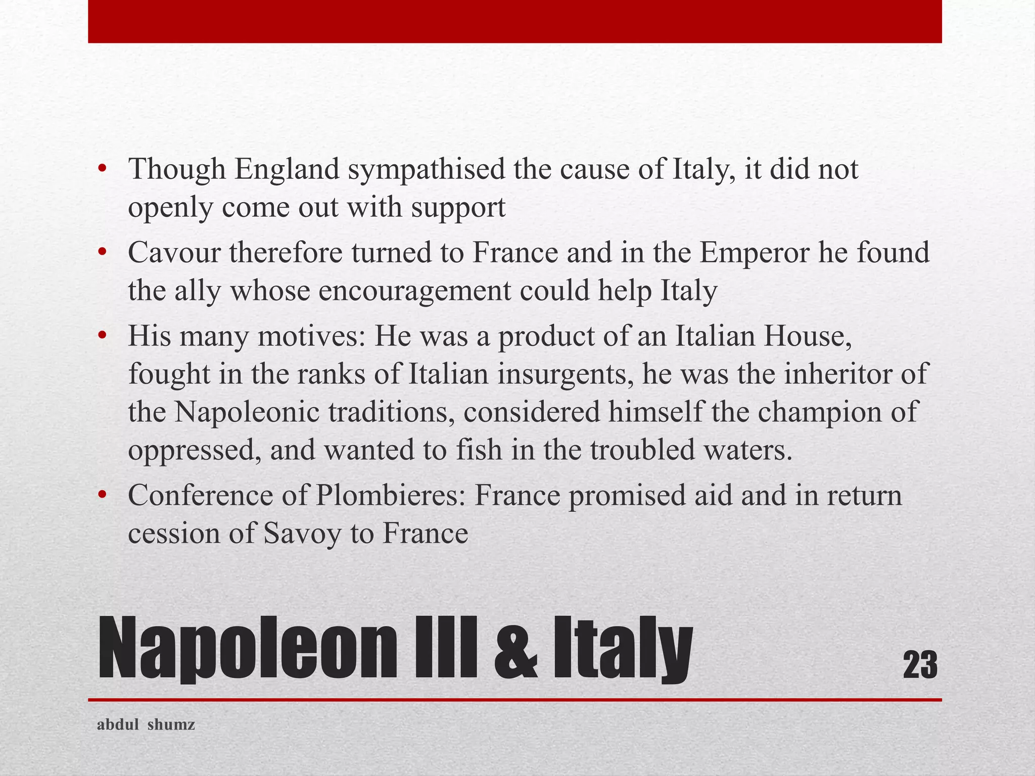 Unification of Italy, History, class 10 cbse | PDF