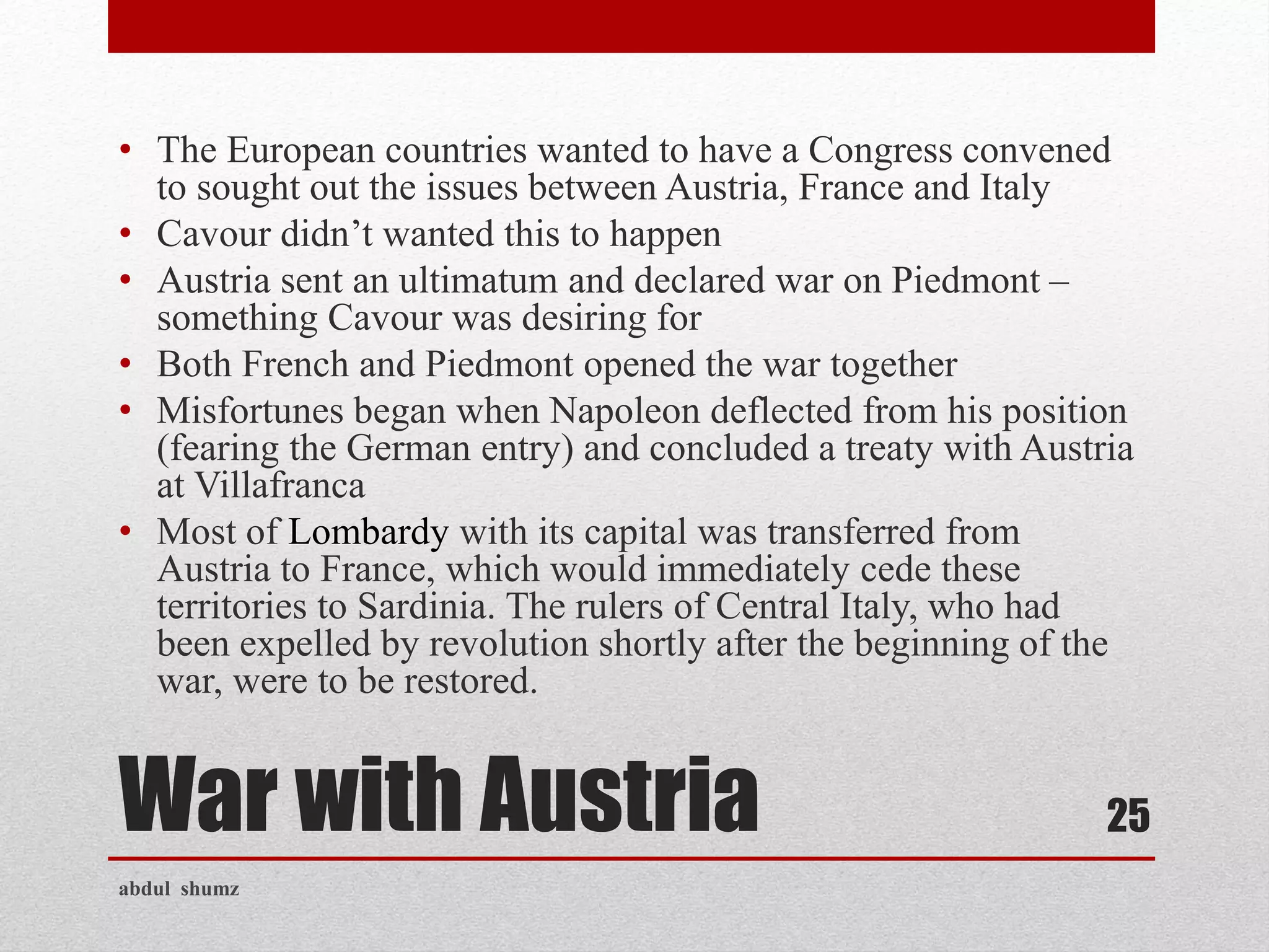 Unification of Italy, History, class 10 cbse | PDF