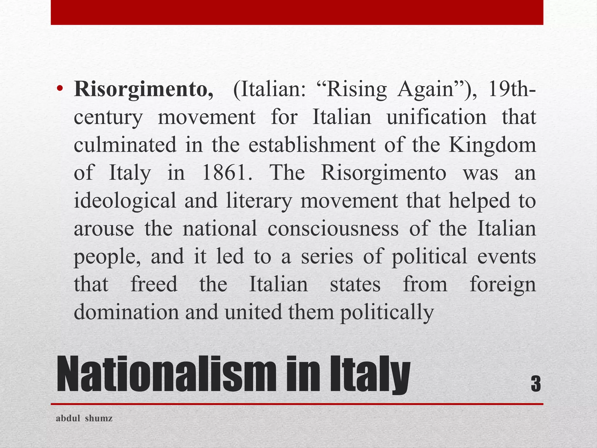 Unification of Italy, History, class 10 cbse | PDF