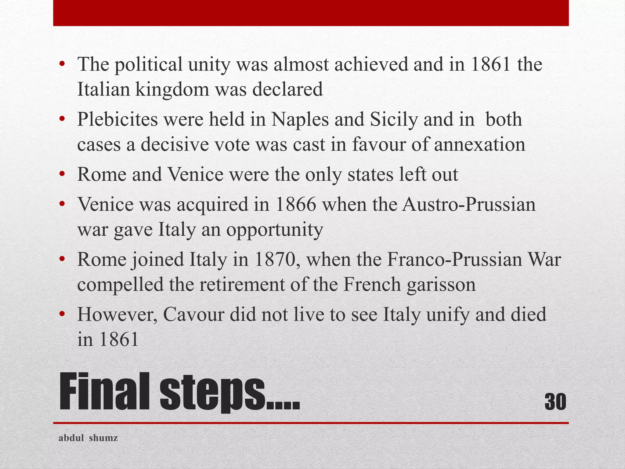 Unification of Italy, History, class 10 cbse | PDF