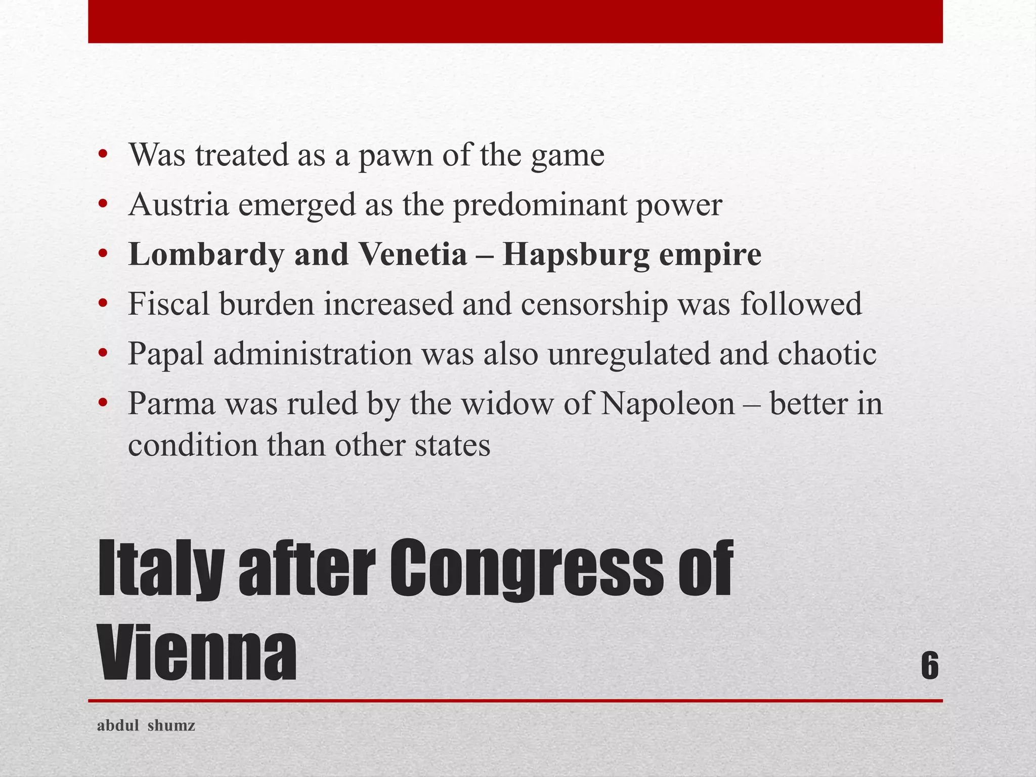 Unification of Italy, History, class 10 cbse | PDF