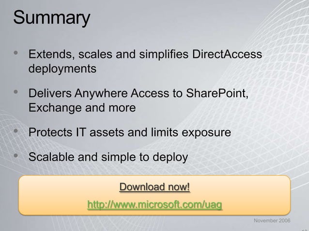 Microsoft Forefront - Unified Access Gateway (UAG) Presentation | PPT