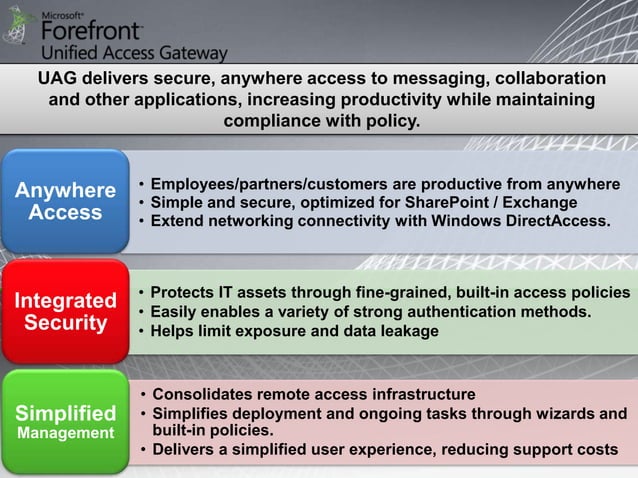 Microsoft Forefront - Unified Access Gateway (UAG) Presentation | PPT