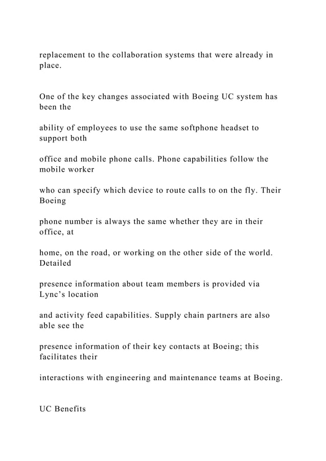 U NIFIED C OMMUNICATIONS AT B OEING The Boeing Co.docx