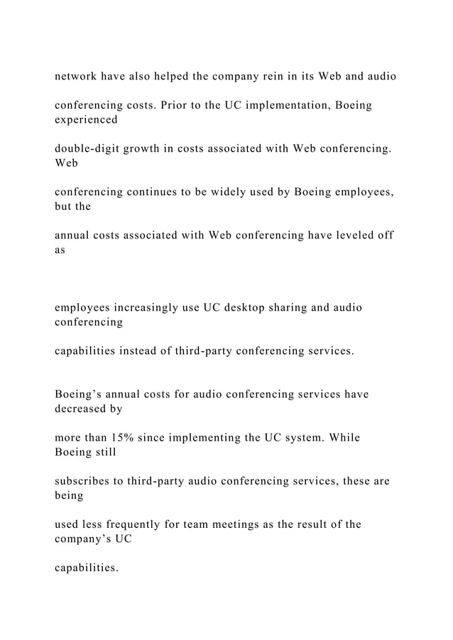 U NIFIED C OMMUNICATIONS AT B OEING The Boeing Co.docx