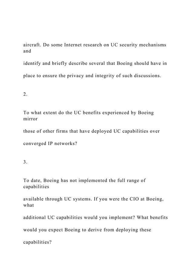 U NIFIED C OMMUNICATIONS AT B OEING The Boeing Co.docx