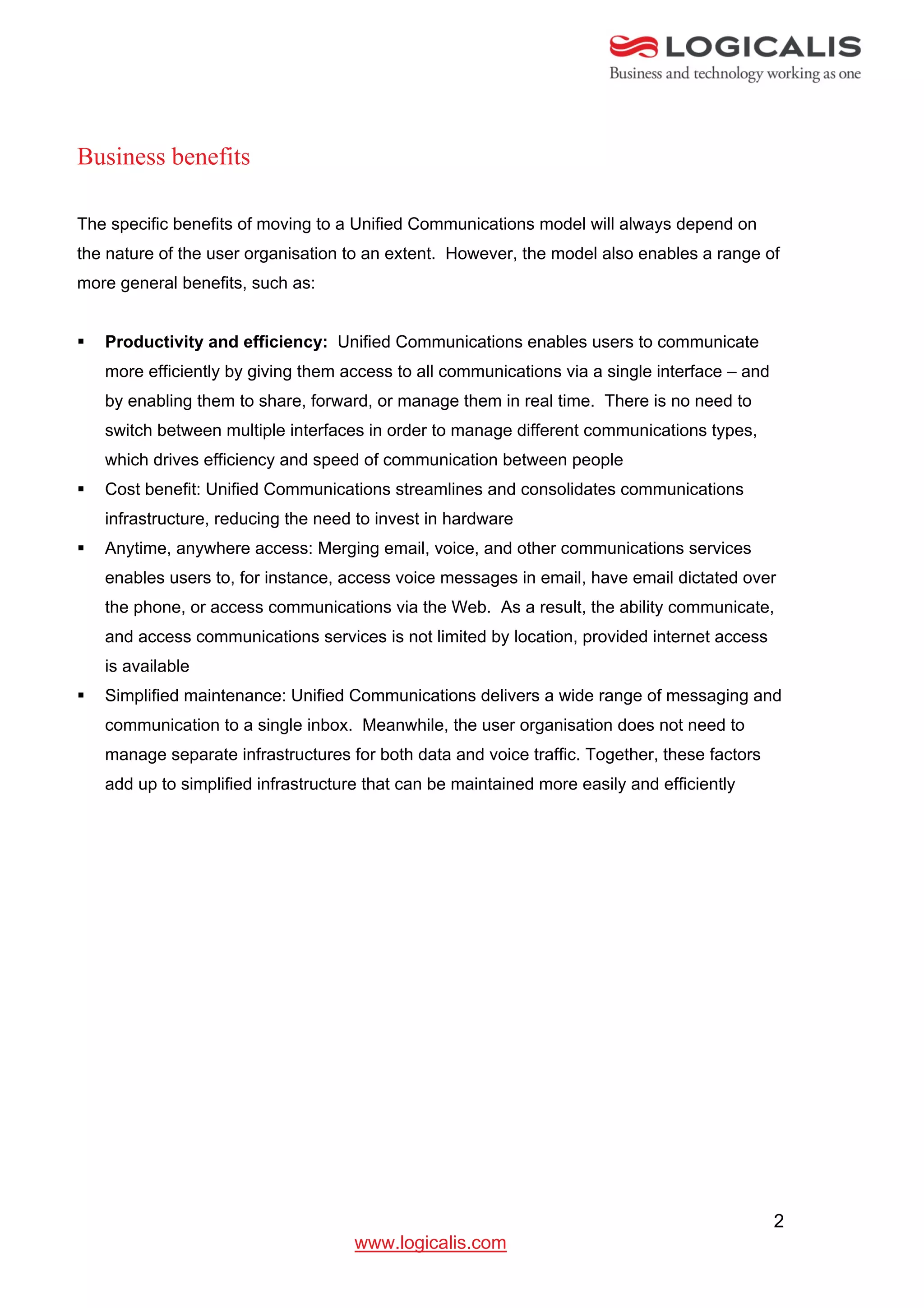 Logicalis - Unified Communications Overview | PDF