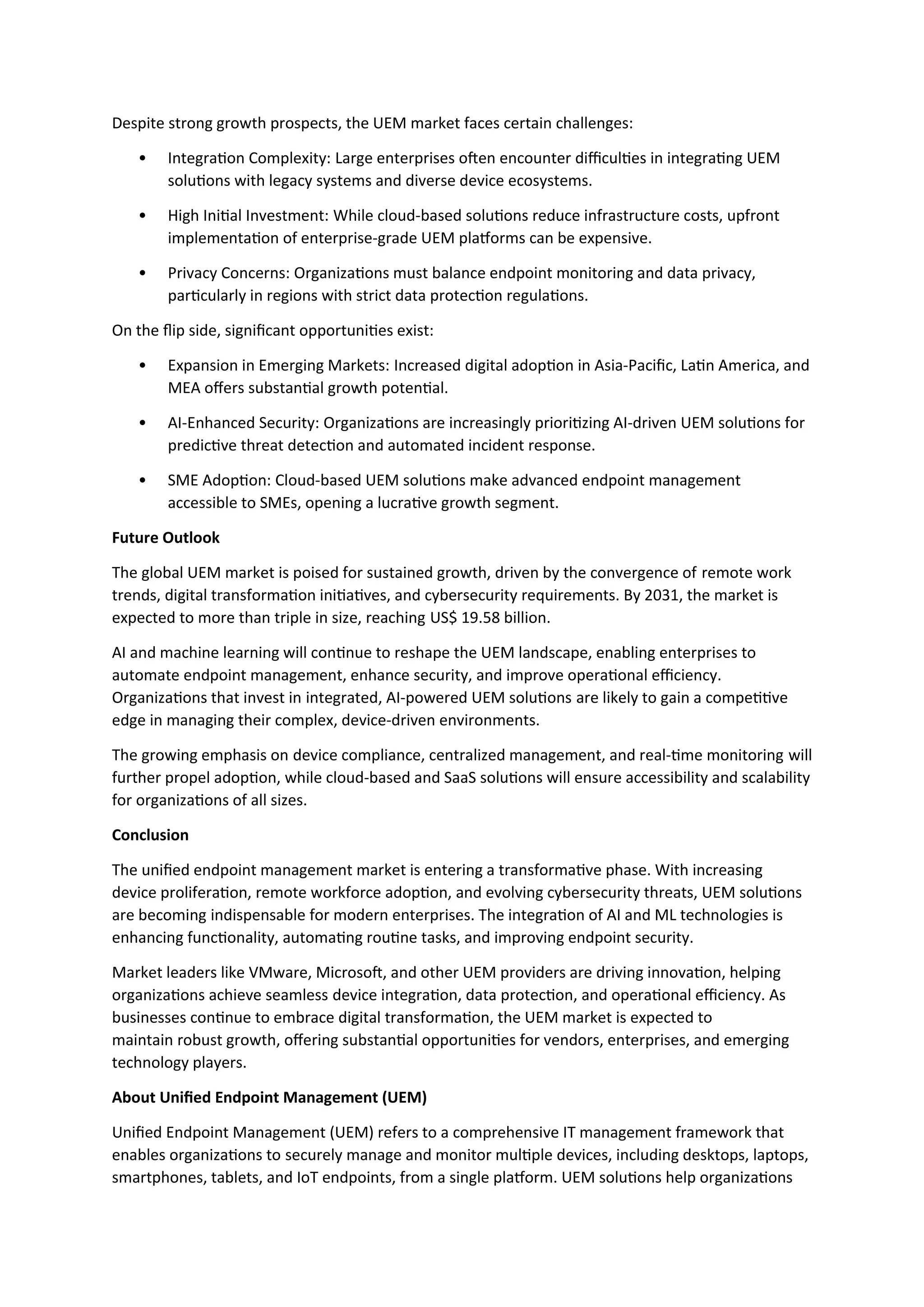 Unified Endpoint Management Market Key Drivers | Challenges ...
