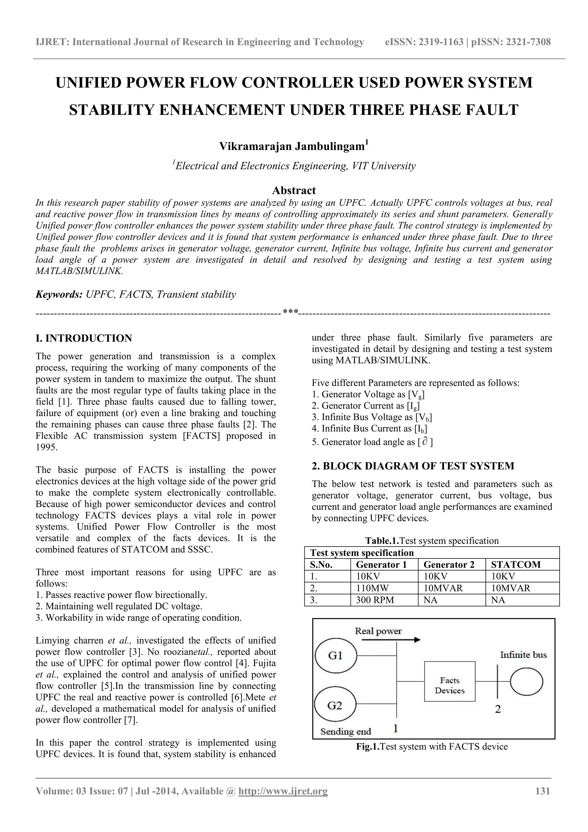 Unified power flow controller used power system | PDF