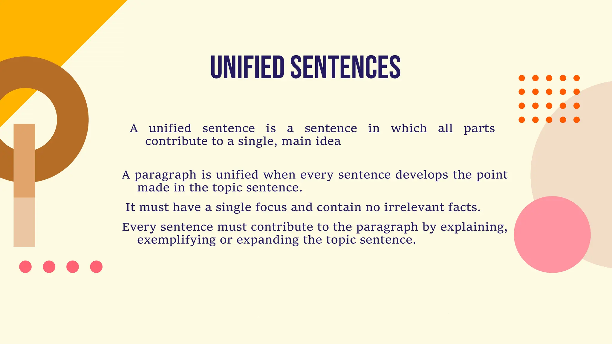 Unified sentence.a ppt on unified sentence along with an examplary ...