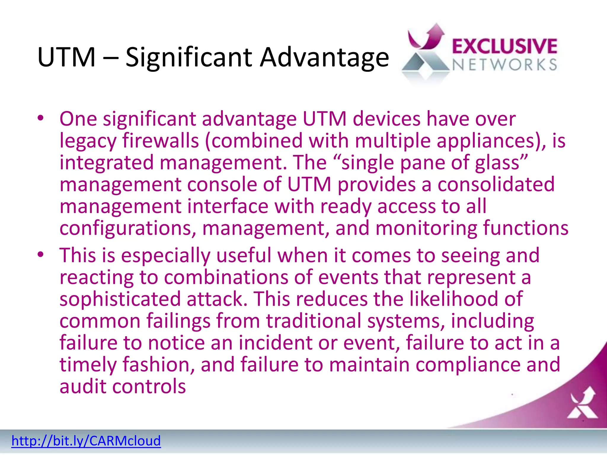 An introduction to Unified Threat Management (UTM), for Dummies | PPTX