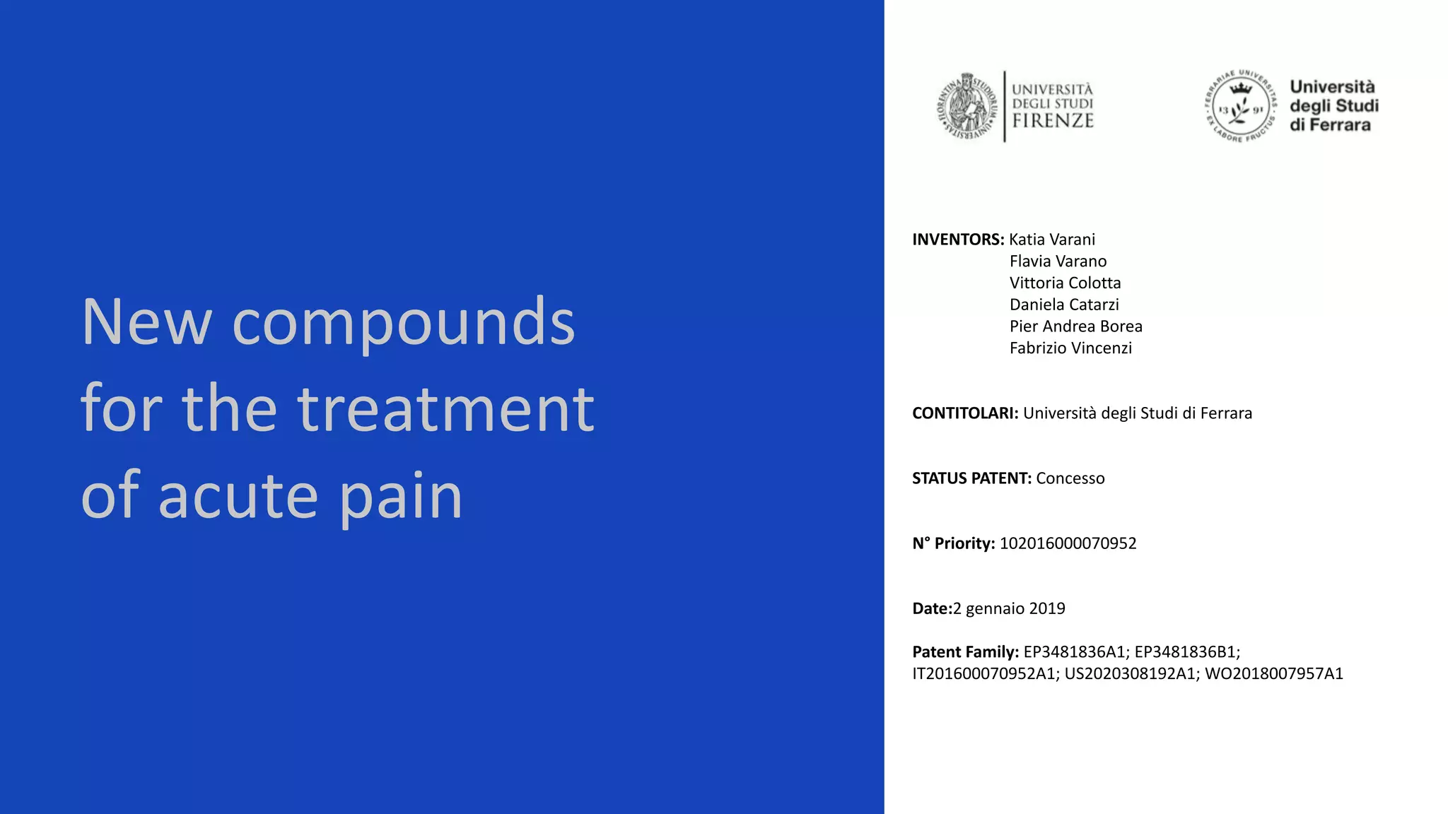 New compounds for the treatment of acute pain | PPT