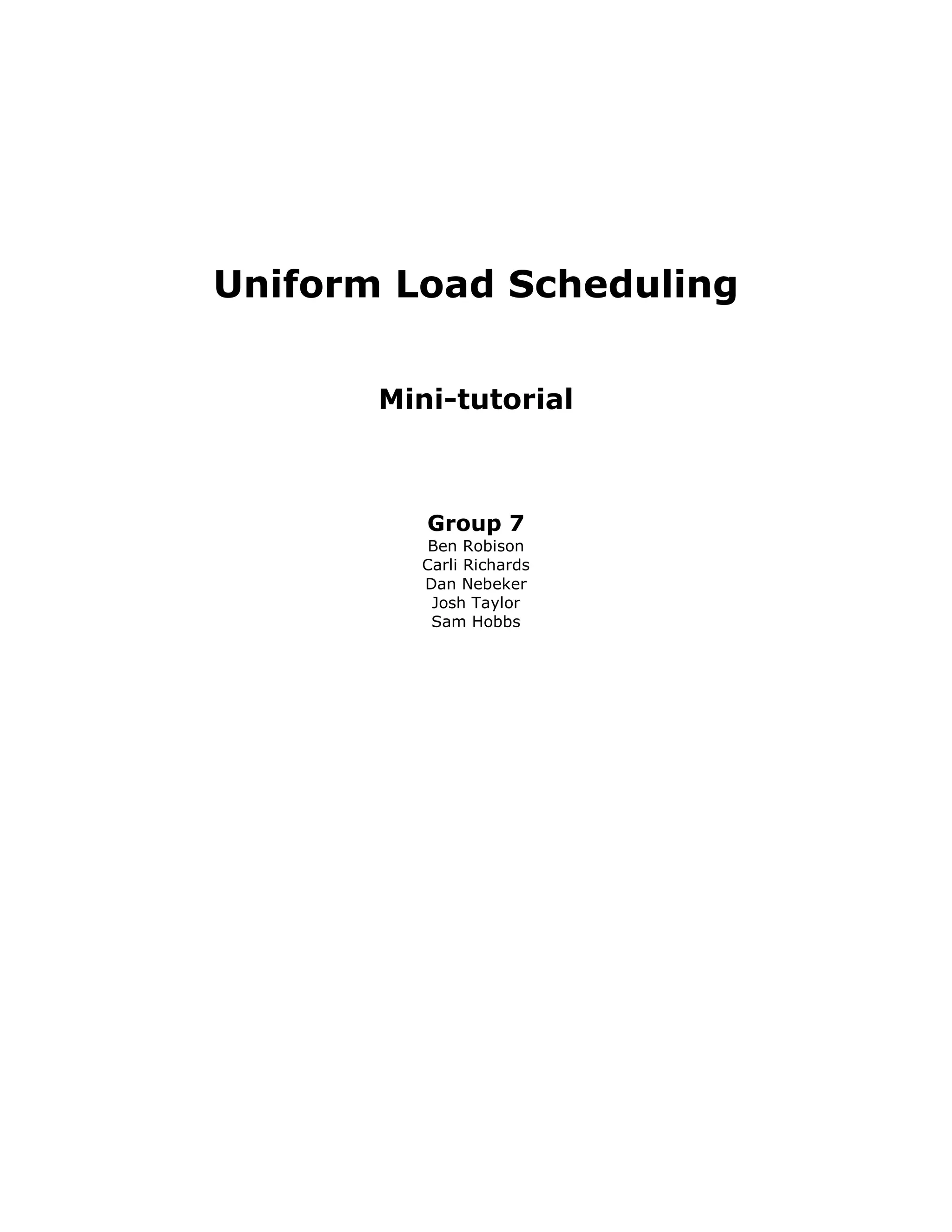 Uniform Load Scheduling | PDF