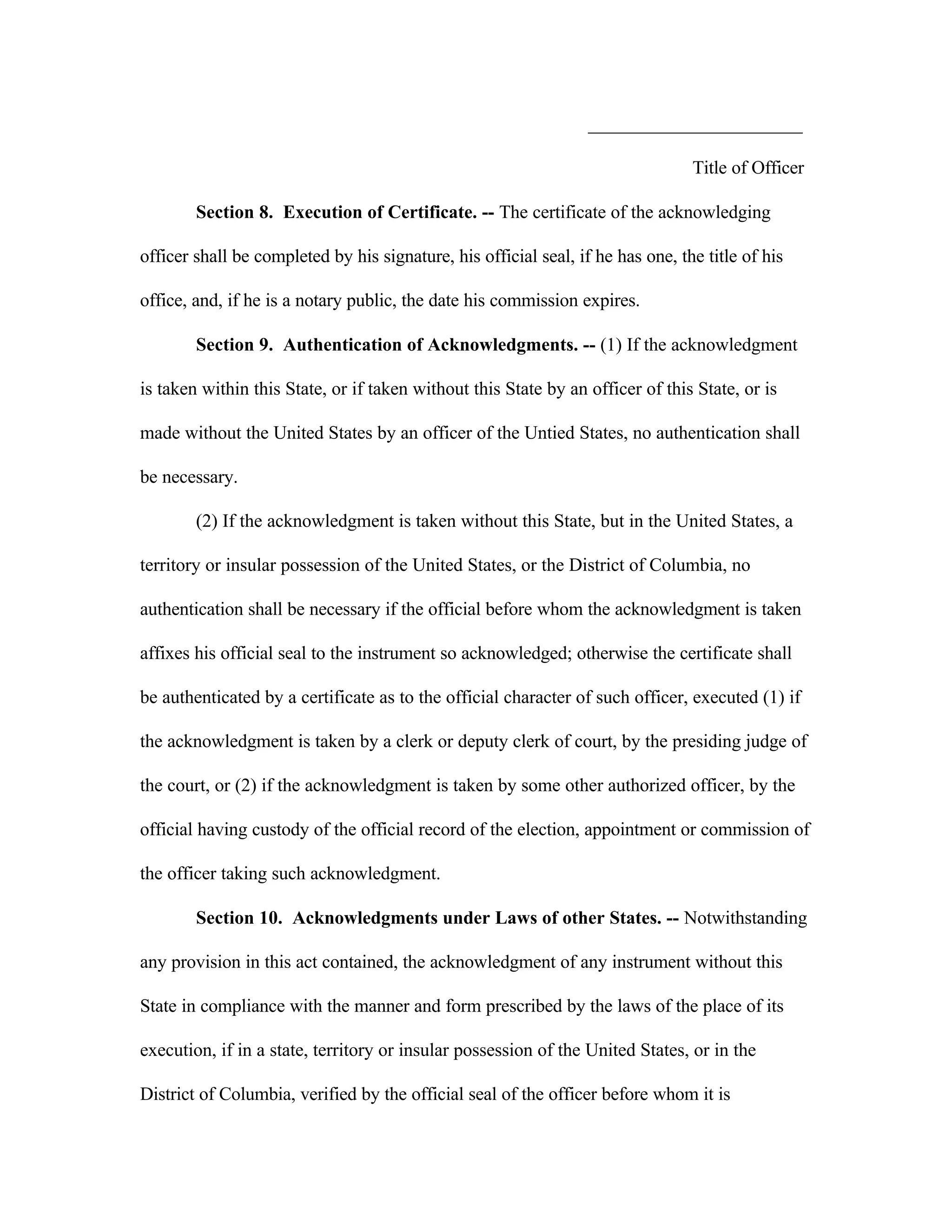 Uniform Acknowledgement Act | PDF