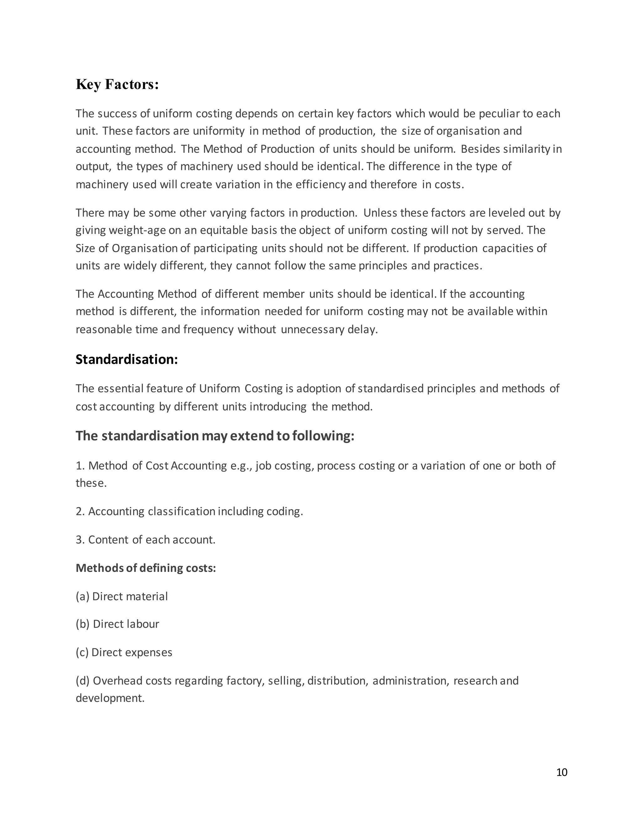 Uniform costing | DOCX