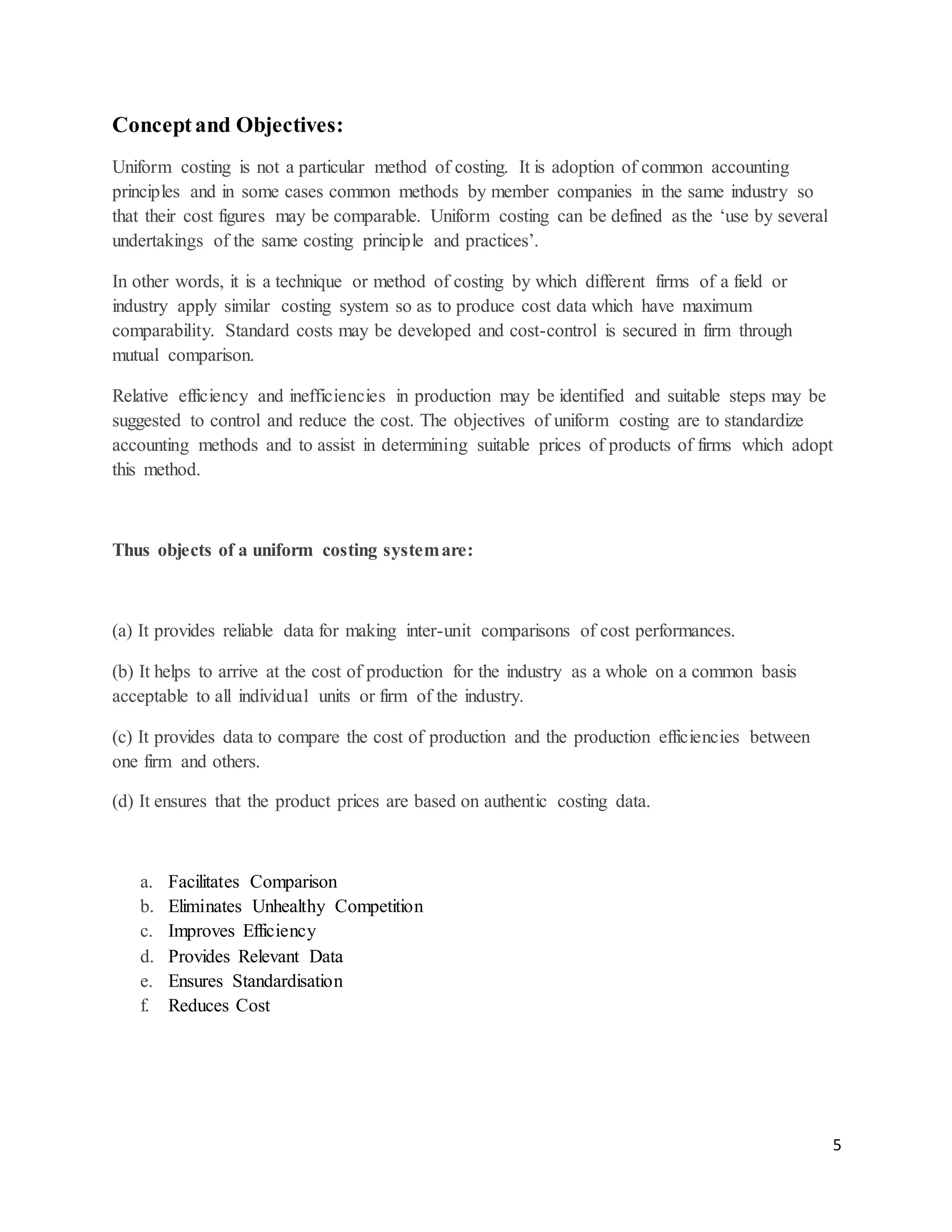 Uniform costing | DOCX
