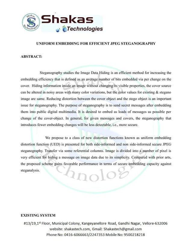 Uniform embedding for efficient jpeg steganography | PDF