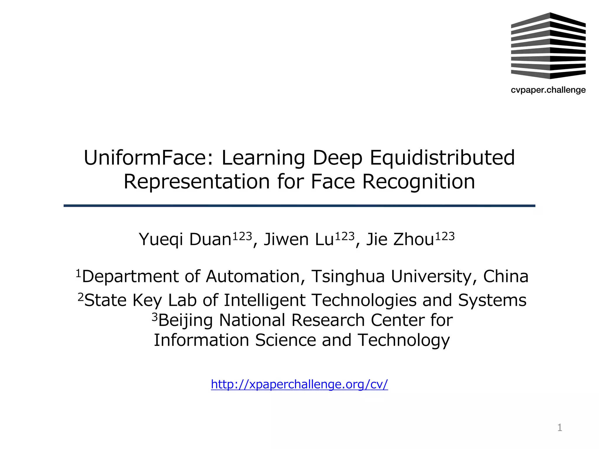 【CVPR 2019】UniformFace: Learning Deep Equidistributed Representation for Face Recognition | PDF ...