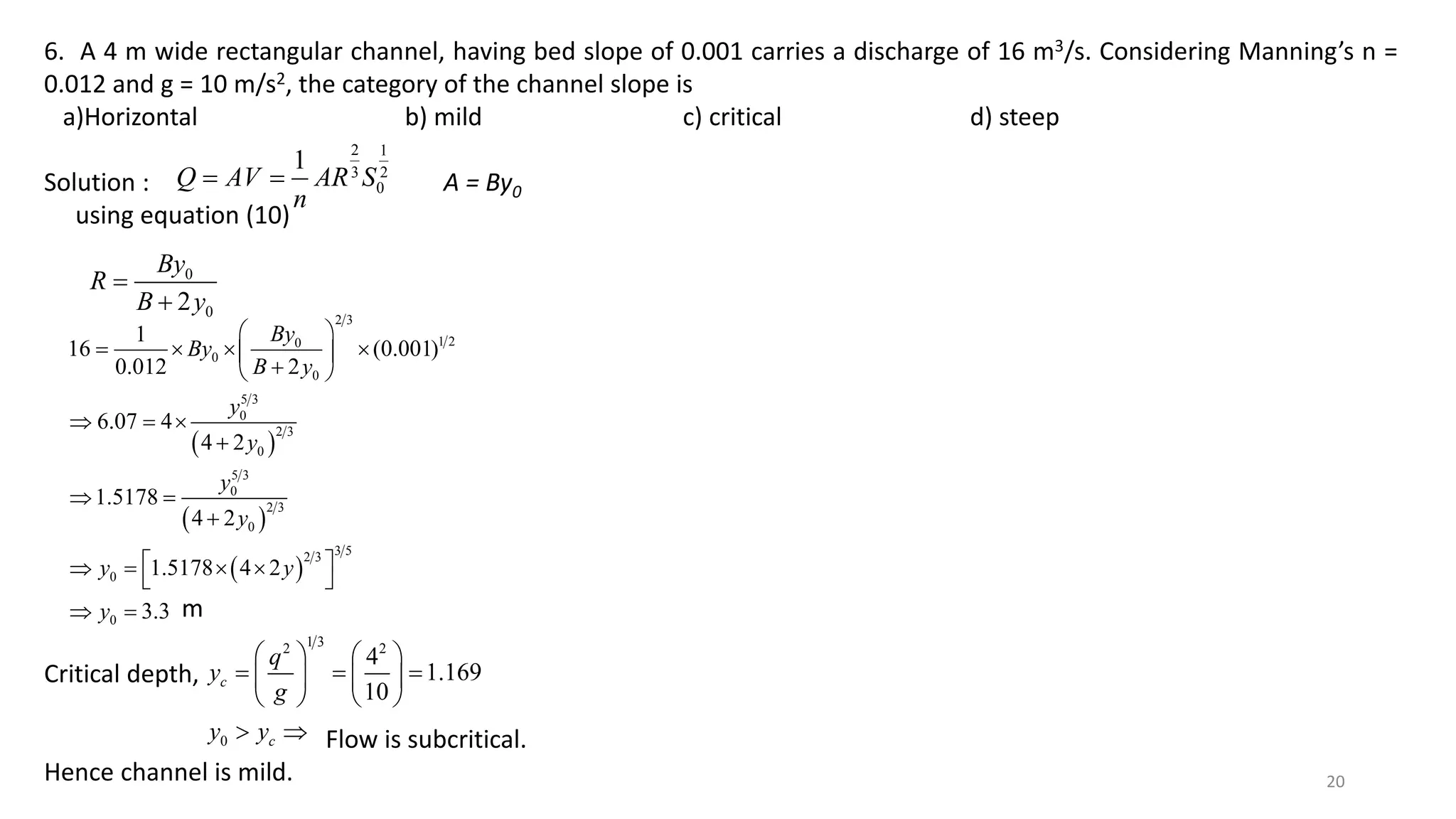 Uniform flow computations in open channel flow | PPTX
