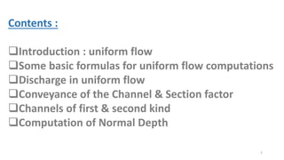 Uniform flow computations in open channel flow | PPTX