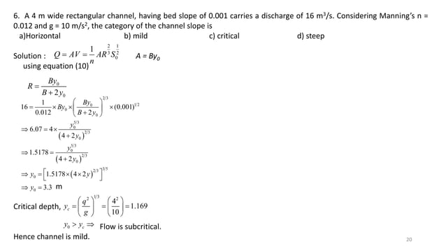 Uniform flow computations in open channel flow | PPTX