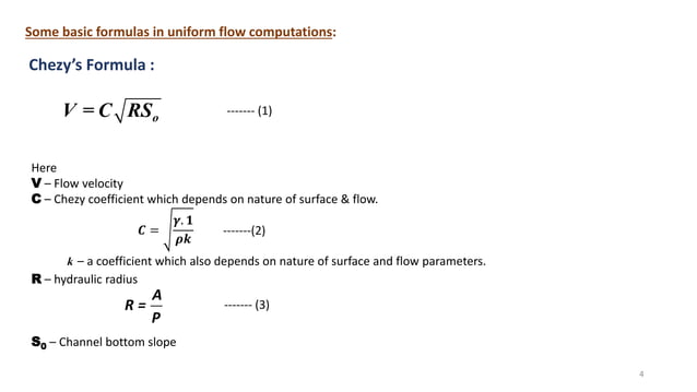 Uniform flow computations in open channel flow | PPTX