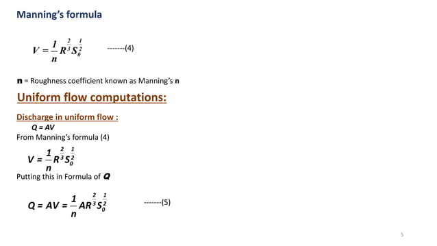 Uniform flow computations in open channel flow | PPTX