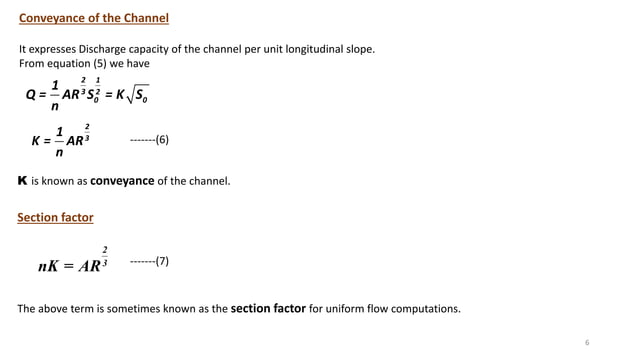 Uniform flow computations in open channel flow | PPTX