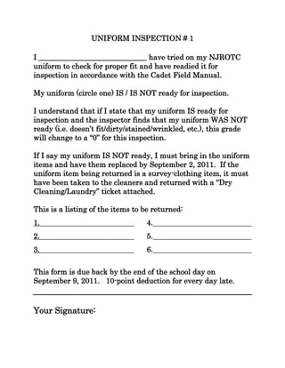 Uniform Inspection # 1 | PDF