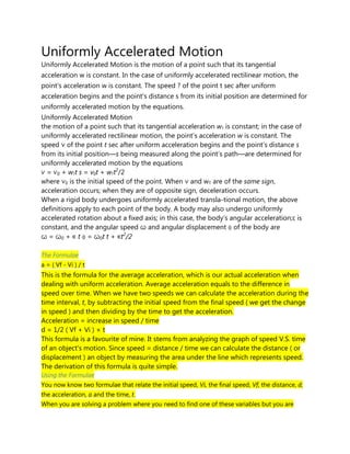 Uniformly accelerated motion | DOCX