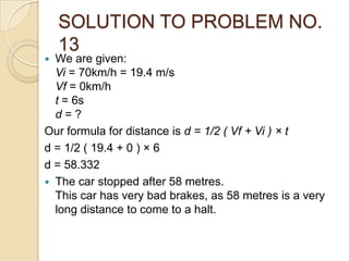 Uniformly Accelerated Motion Examples 41 Off