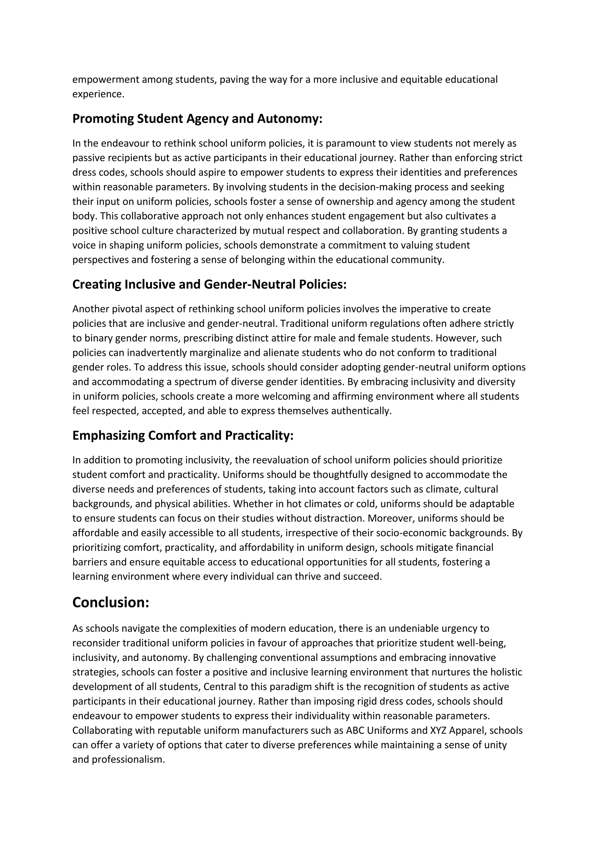 Beyond Dress Codes: Rethinking School Uniform Policies for Student Well ...