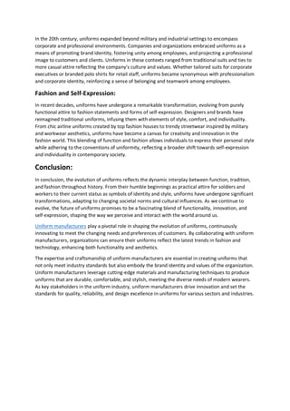 The Evolution of Uniforms: From Function to Fashion | PDF