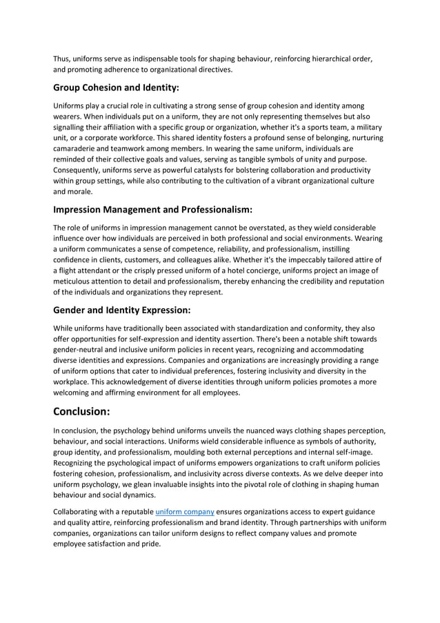 The Psychology Behind Uniforms: How Clothing Influences Perception and ...