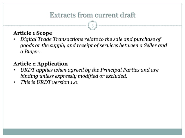 Uniform Rules for Digital Trade (URDT) | PPTX