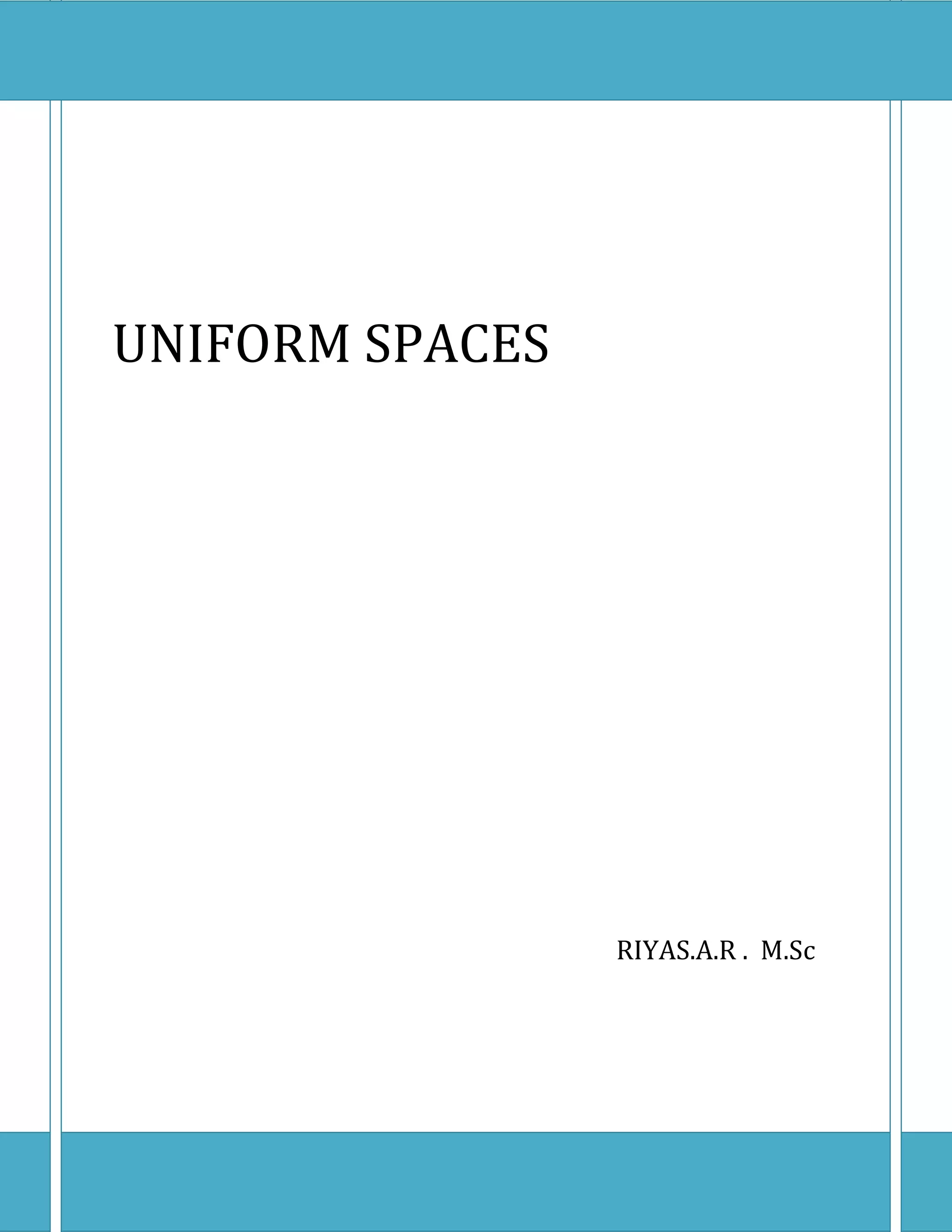 Uniform spaces -_riyas | PDF