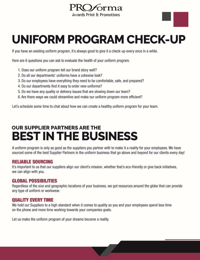 Uniform Program Resource By Proforma Awards Print & Promotionspapp | PDF