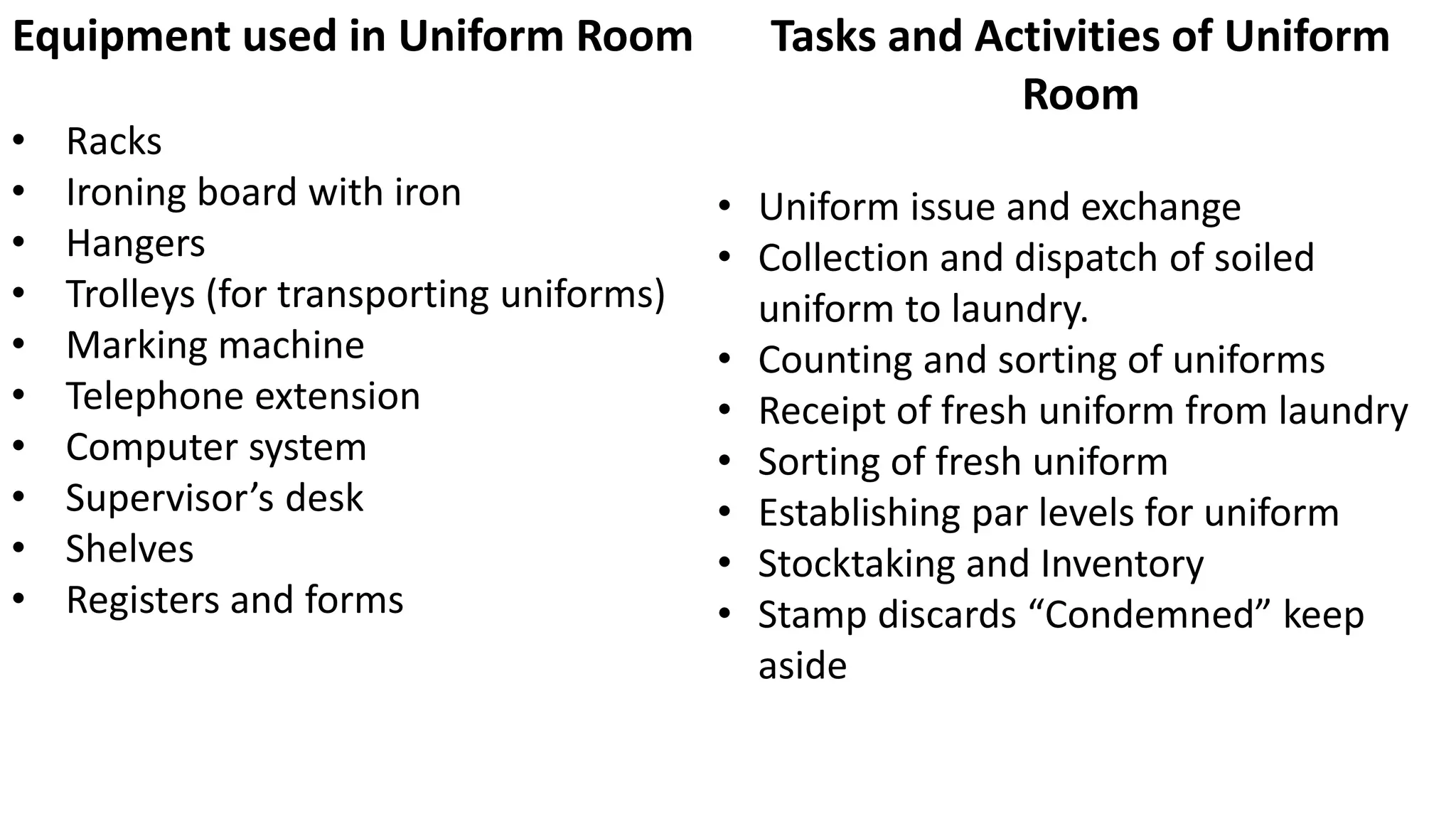 Uniform & uniform room | PPTX